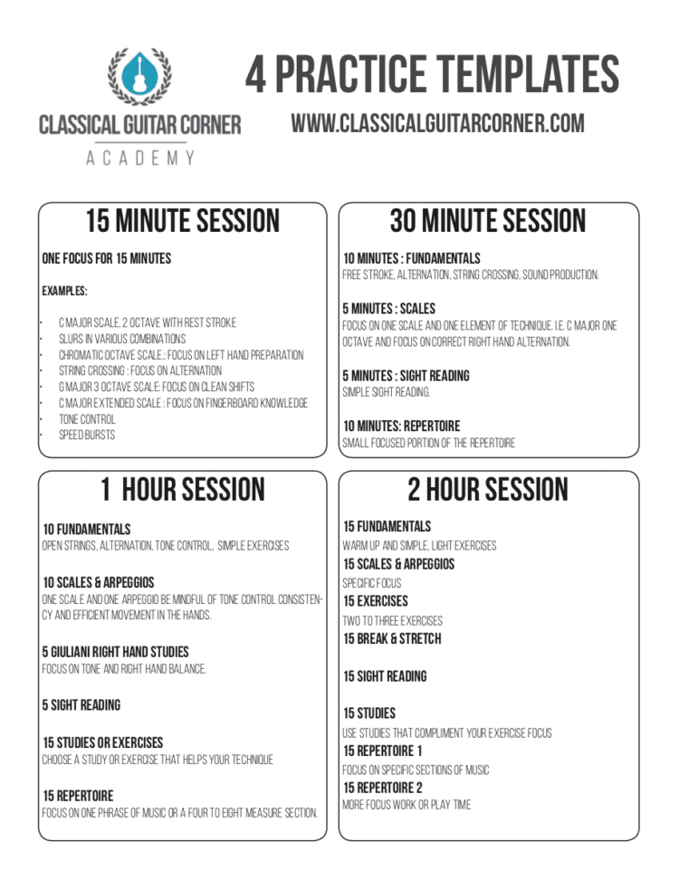 4 Practice Templates DOWNLOAD Classical Guitar Corner 4 Practice Templates DOWNLOAD Classical Guitar Corner